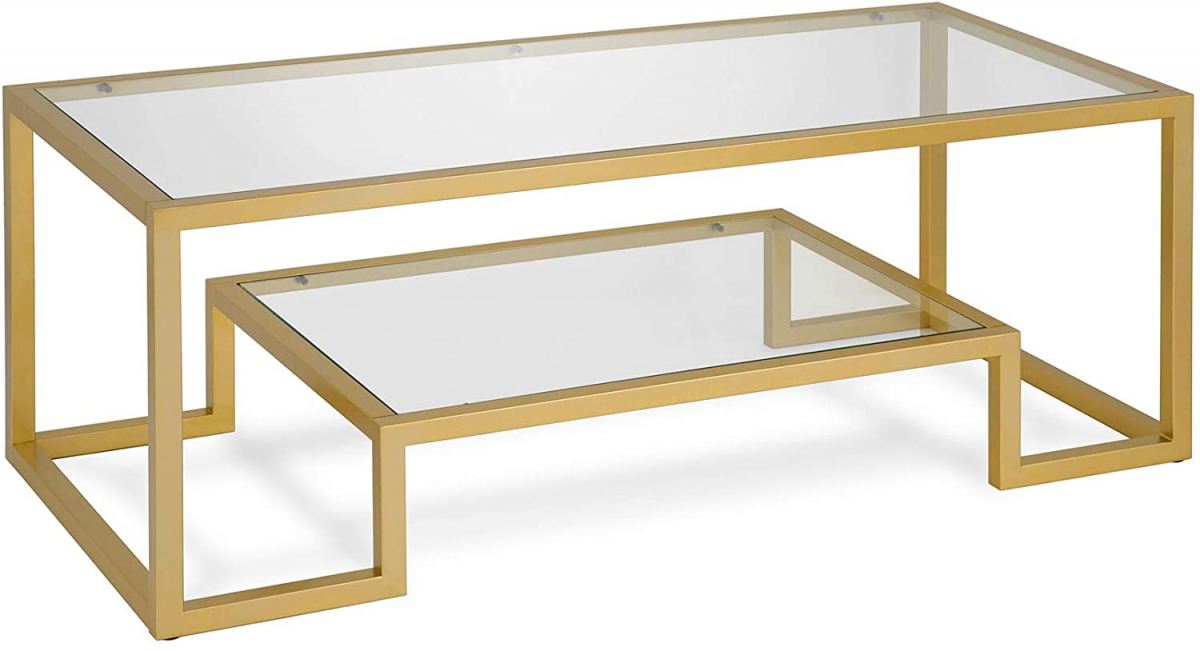 Gold Glass Coffee Table - Barrons Barrons